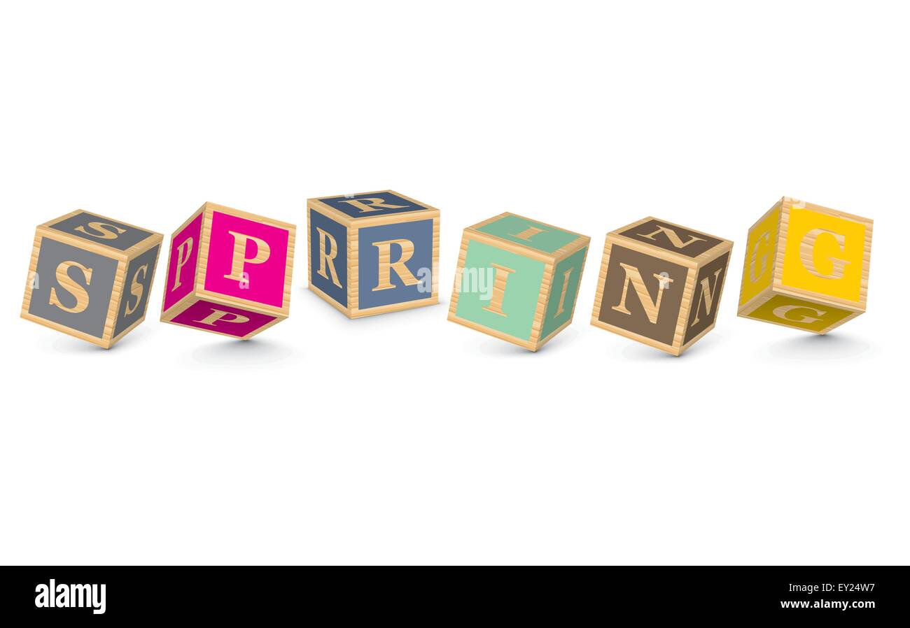 SPRING written with alphabet blocks - vector illustration Stock Vector ...