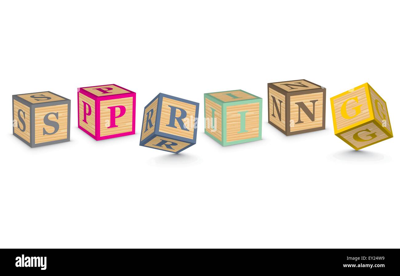 SPRING written with alphabet blocks - vector illustration Stock Vector ...
