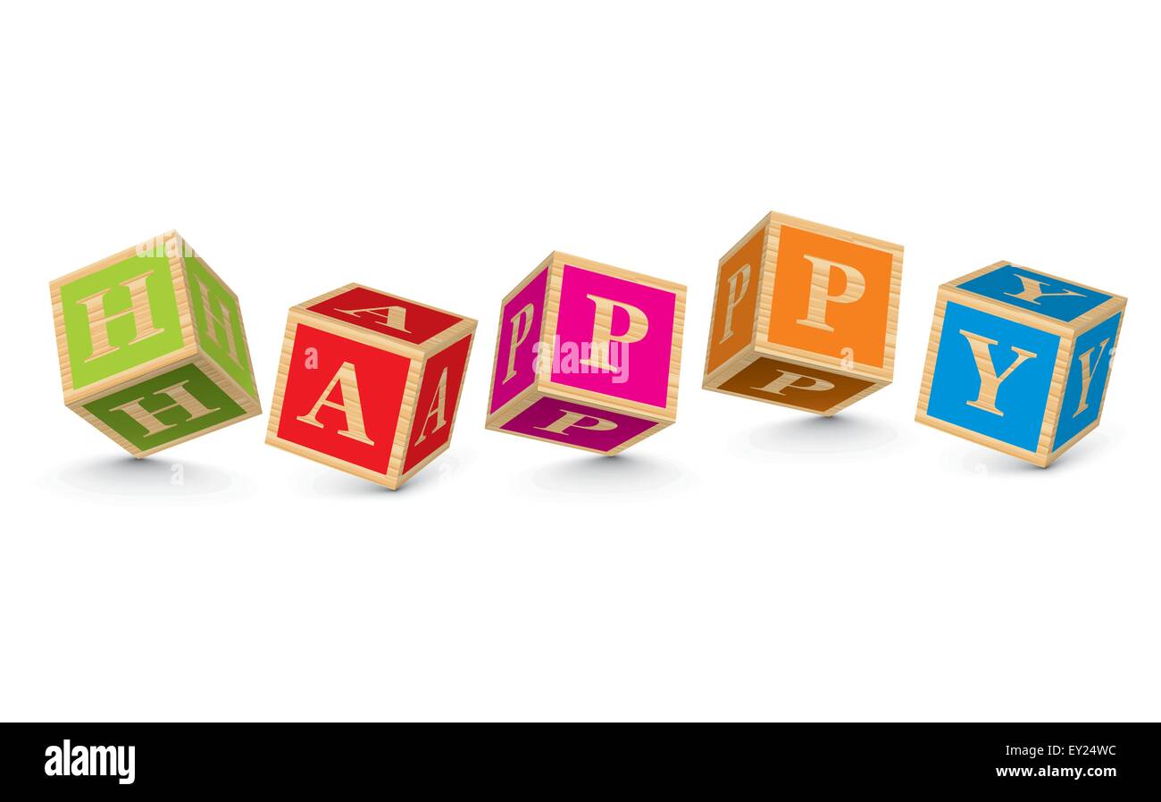 HAPPY written with alphabet blocks - vector illustration Stock Vector ...