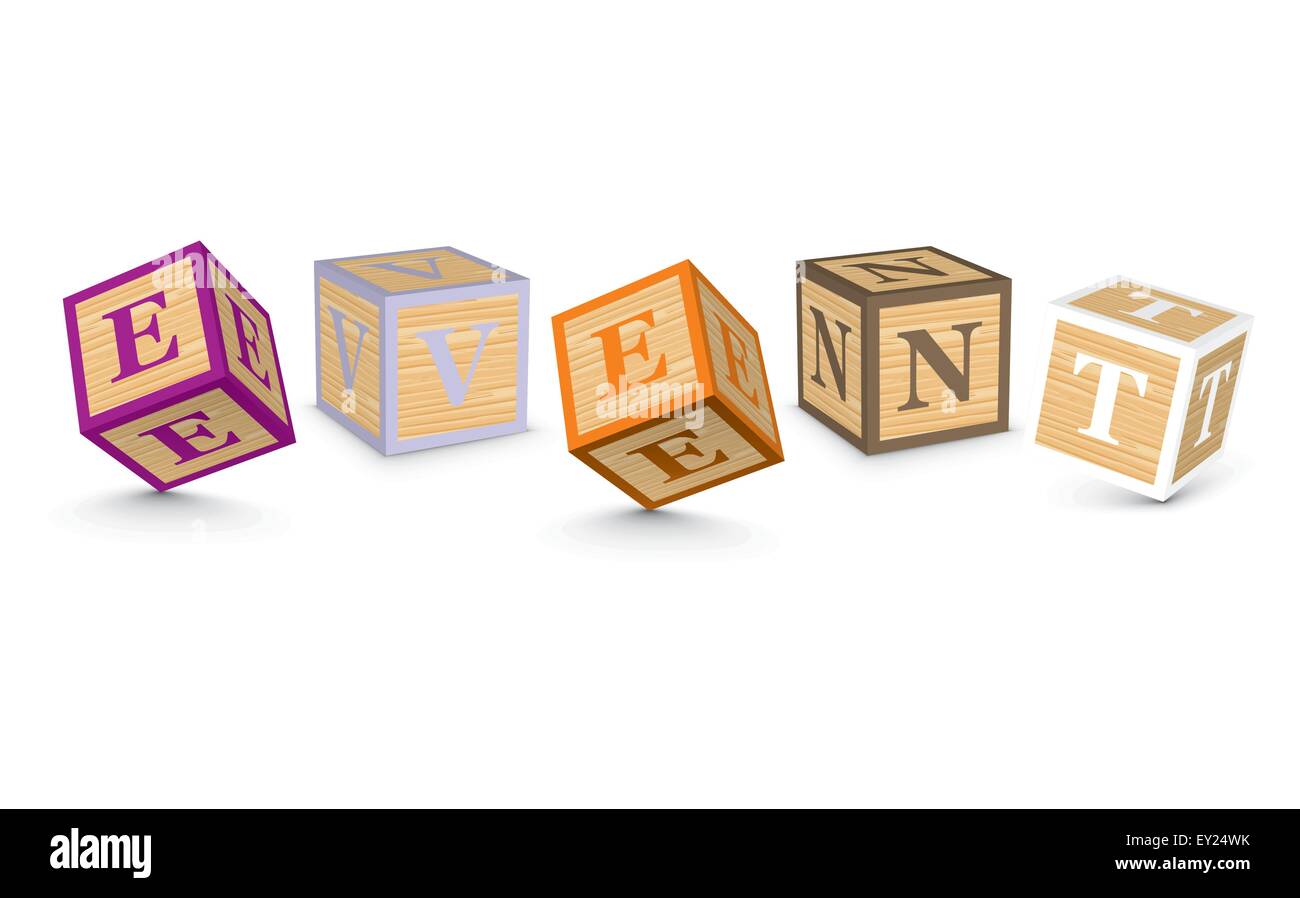 EVENT written with alphabet blocks - vector illustration Stock Vector ...