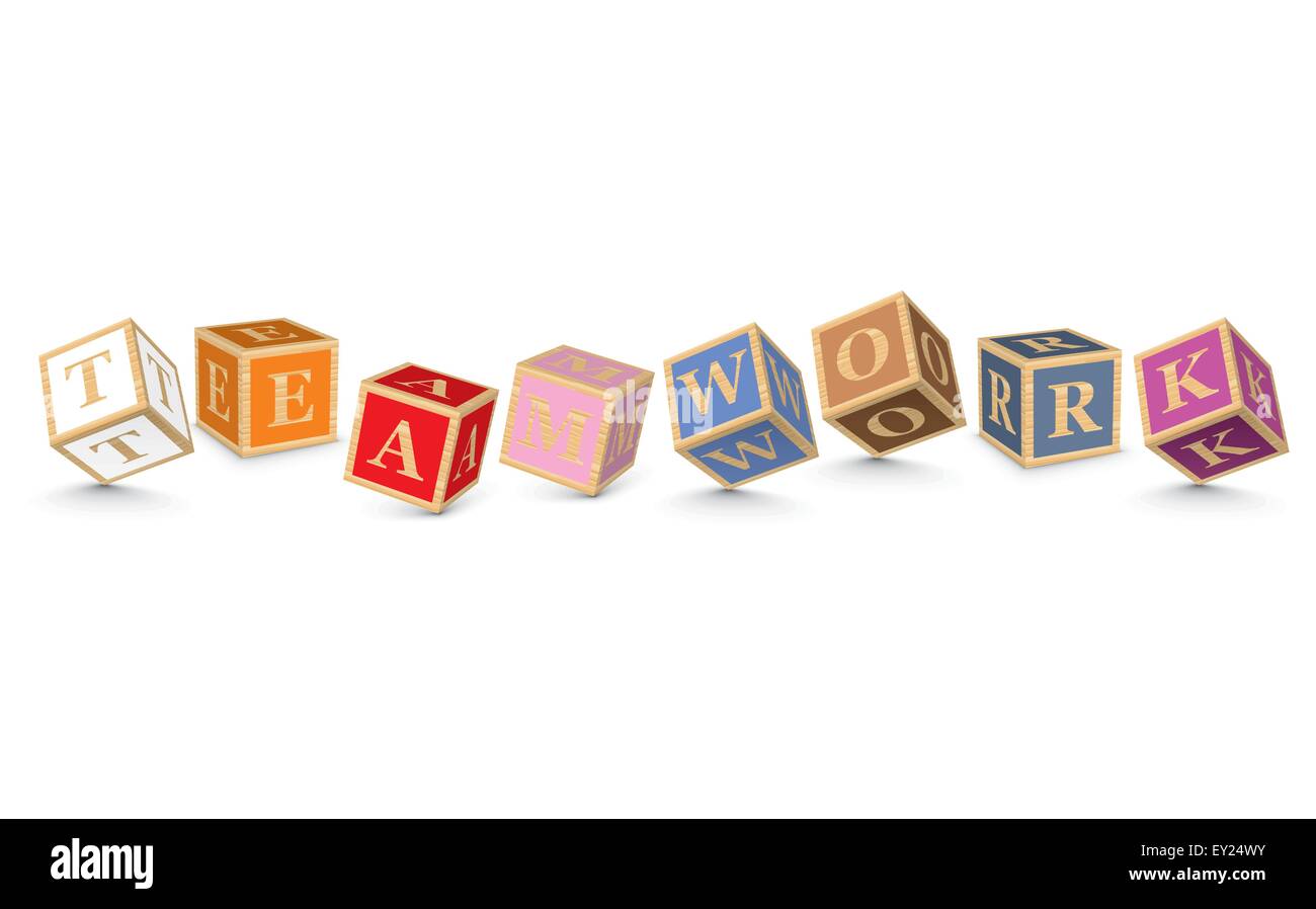 TEAMWORK written with alphabet blocks - vector illustration Stock ...