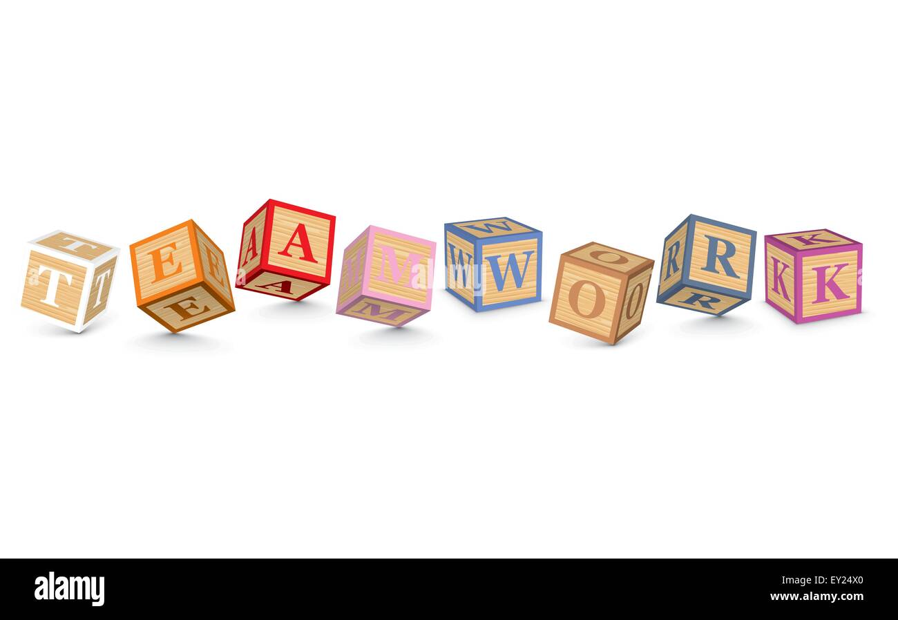 TEAMWORK written with alphabet blocks - vector illustration Stock ...
