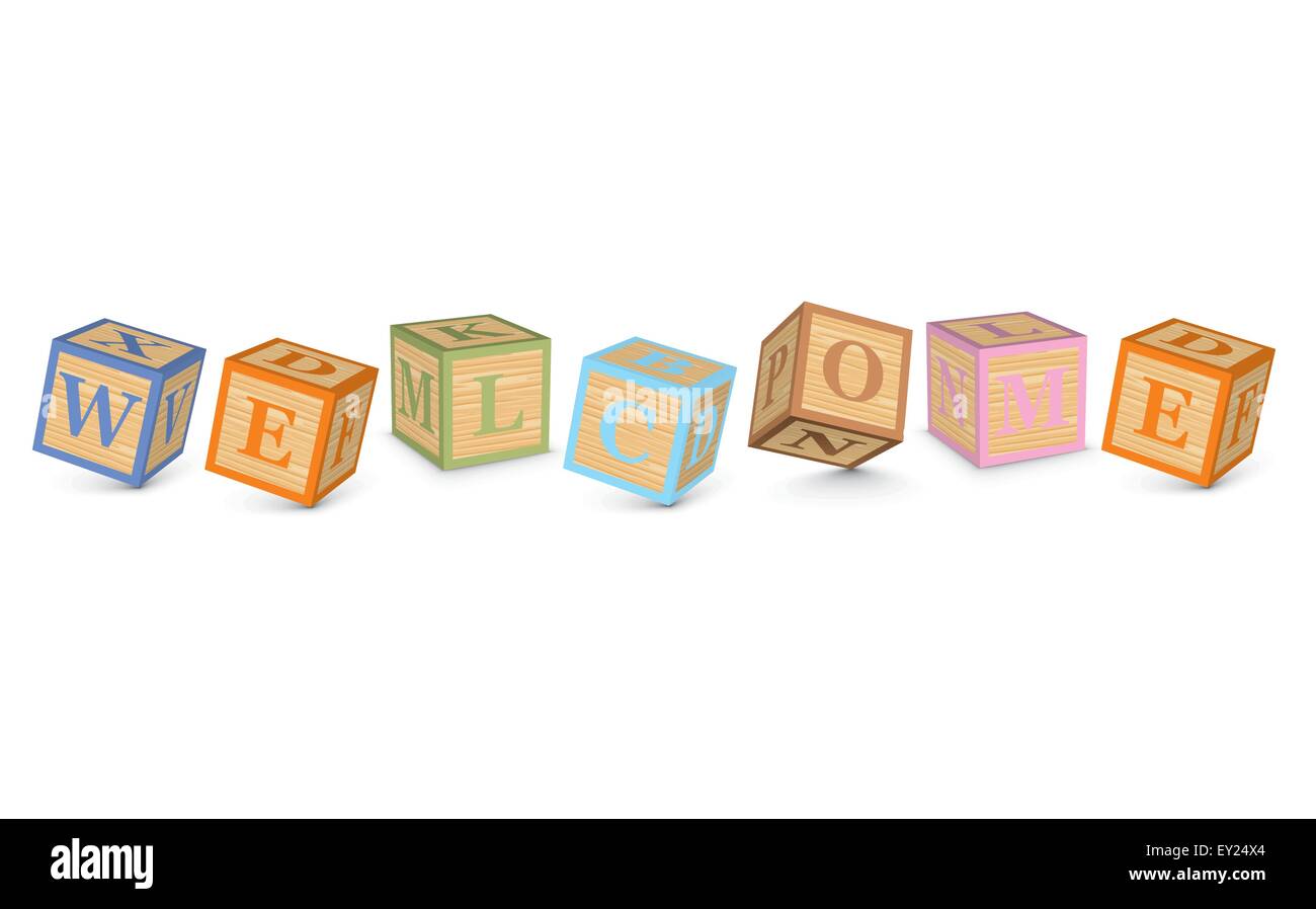 WELCOME written with alphabet blocks - vector illustration Stock Vector ...