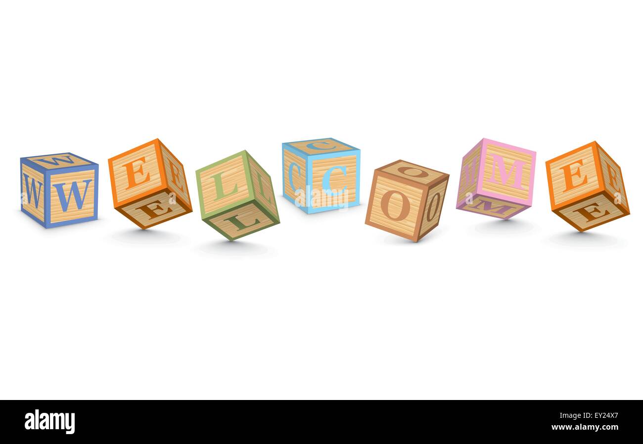 WELCOME written with alphabet blocks - vector illustration Stock Vector ...