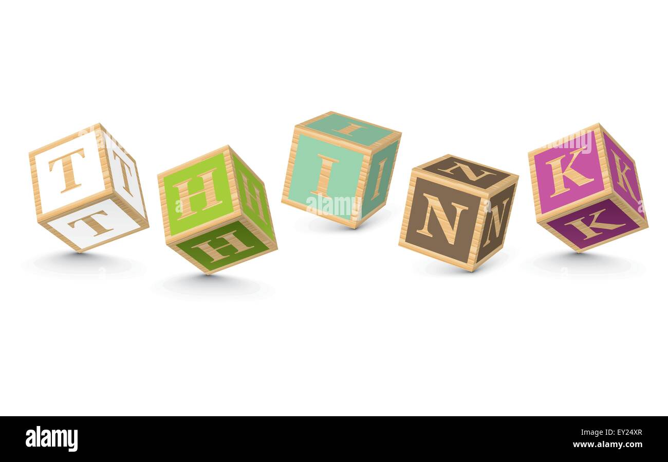 THINK written with alphabet blocks - vector illustration Stock Vector ...