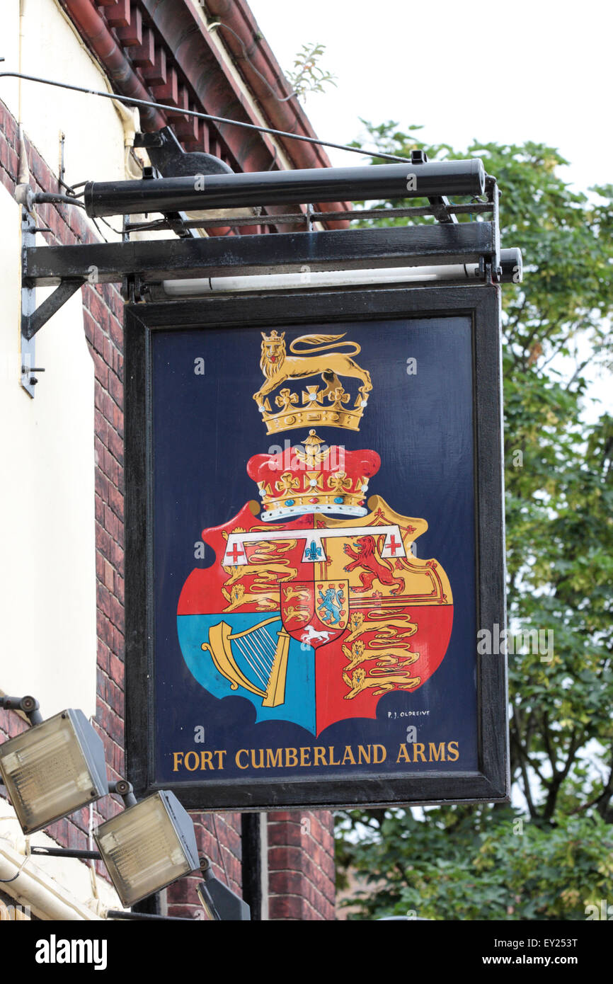 Fort Cumberland Arms pub sign Portsmouth Hampshire by artist PJ ...