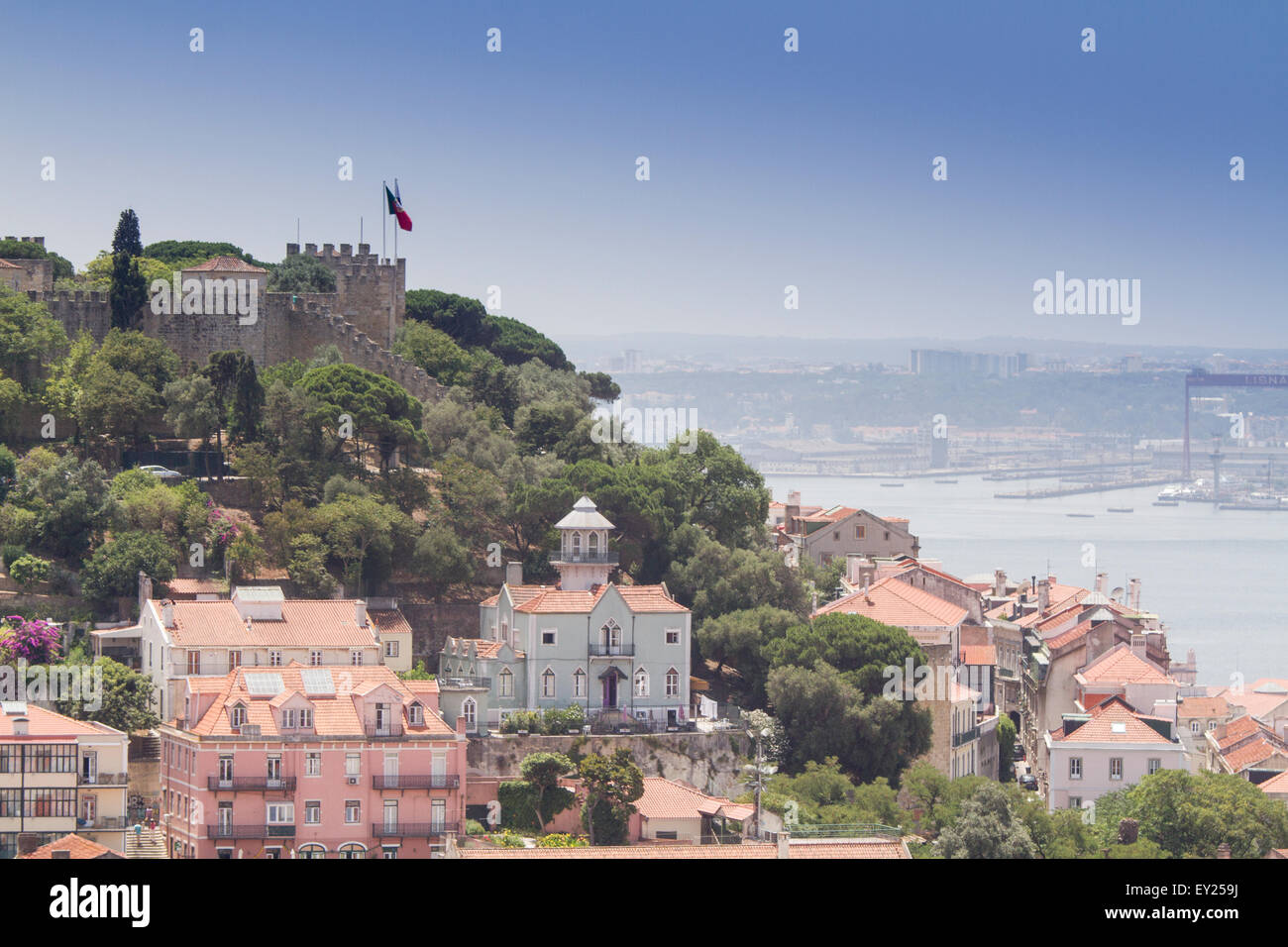 Panoramic view of Lisbon from Miradouro da Senhora do Monte Stock Photo ...