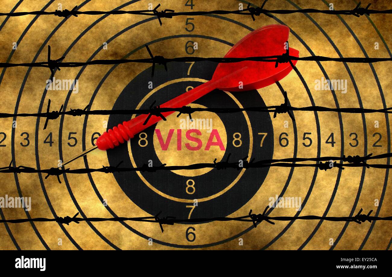 Visa target concept against barbwire Stock Photo - Alamy
