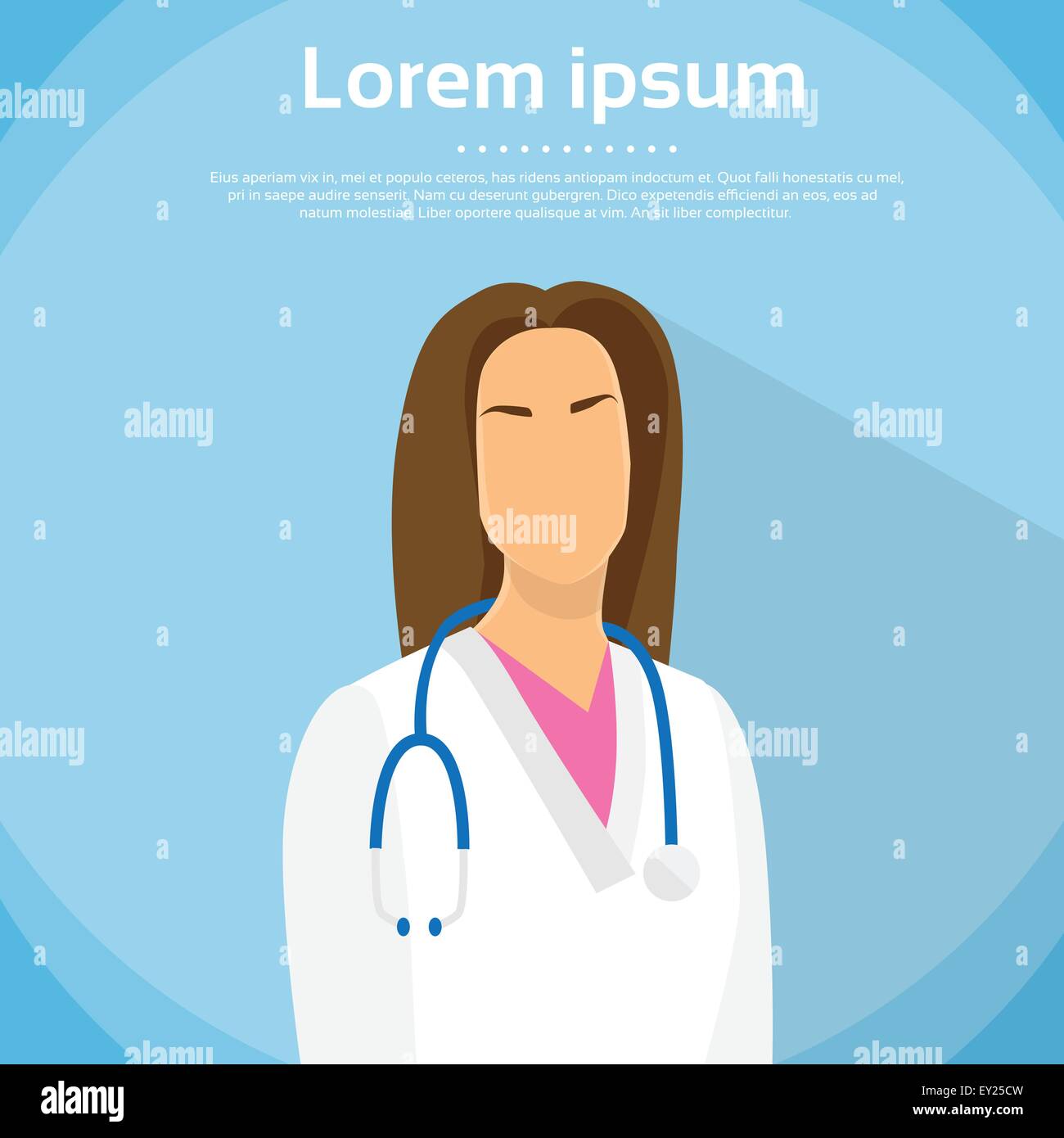 Medical Doctor Profile Icon Female Portrait Flat Design Stock Vector