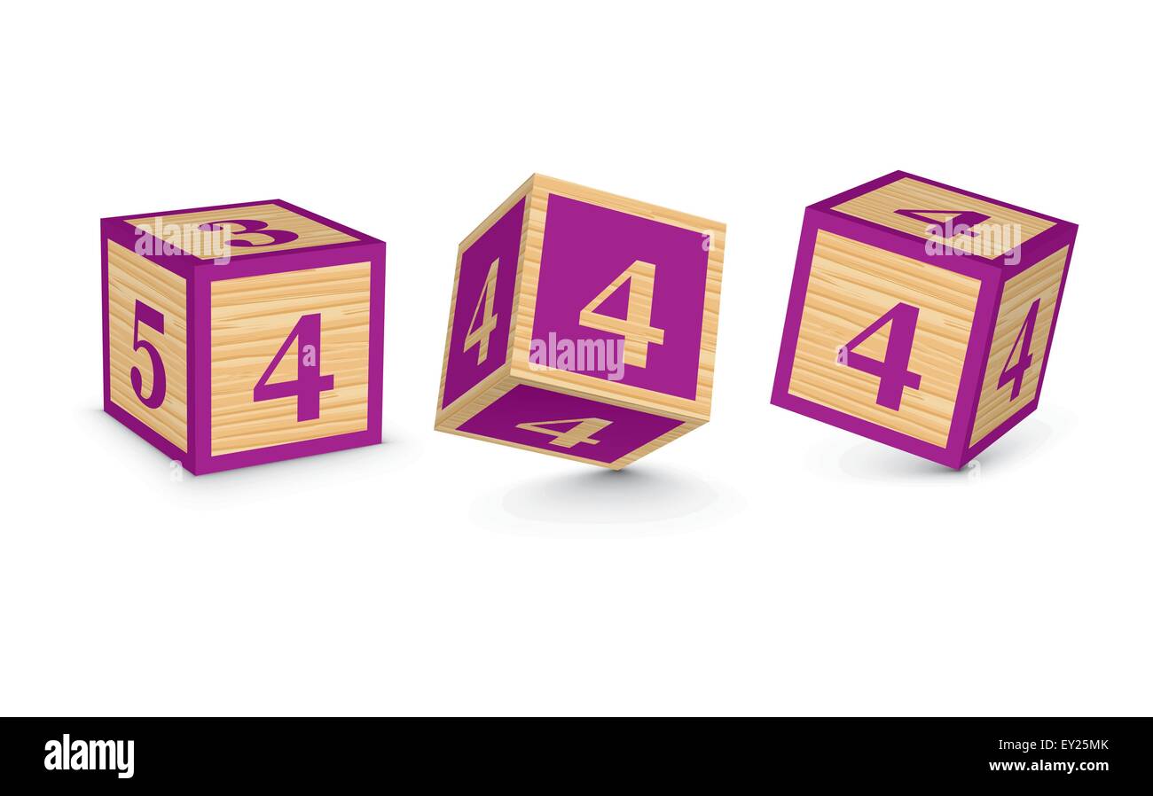 Number 4 wooden alphabet blocks - vector illustration Stock Vector ...