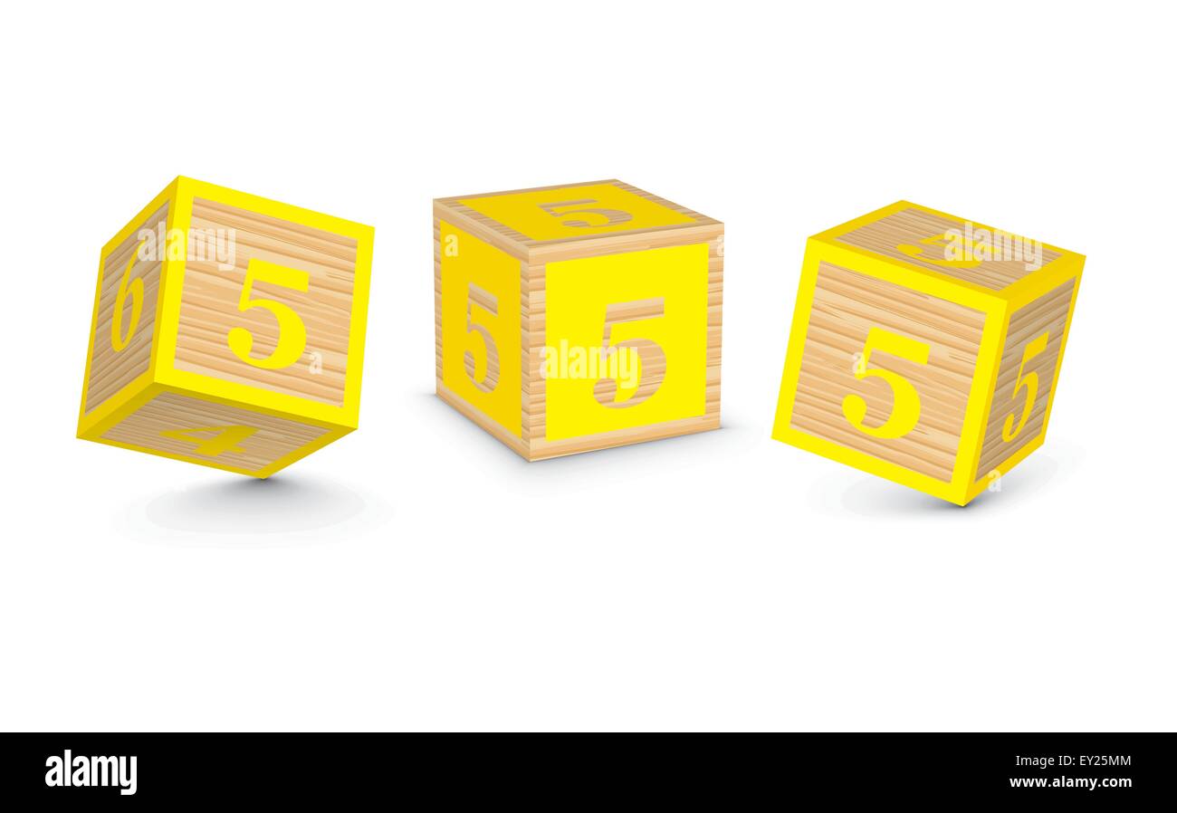 Number 5 wooden alphabet blocks - vector illustration Stock Vector ...