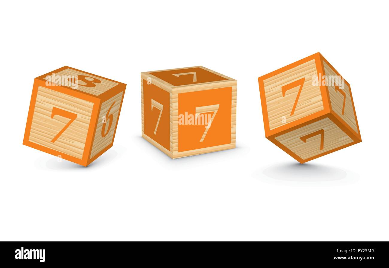 Number 7 wooden alphabet blocks - vector illustration Stock Vector ...
