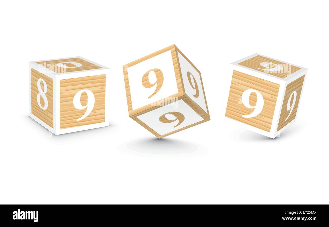 Number 9 wooden alphabet blocks - vector illustration Stock Vector ...