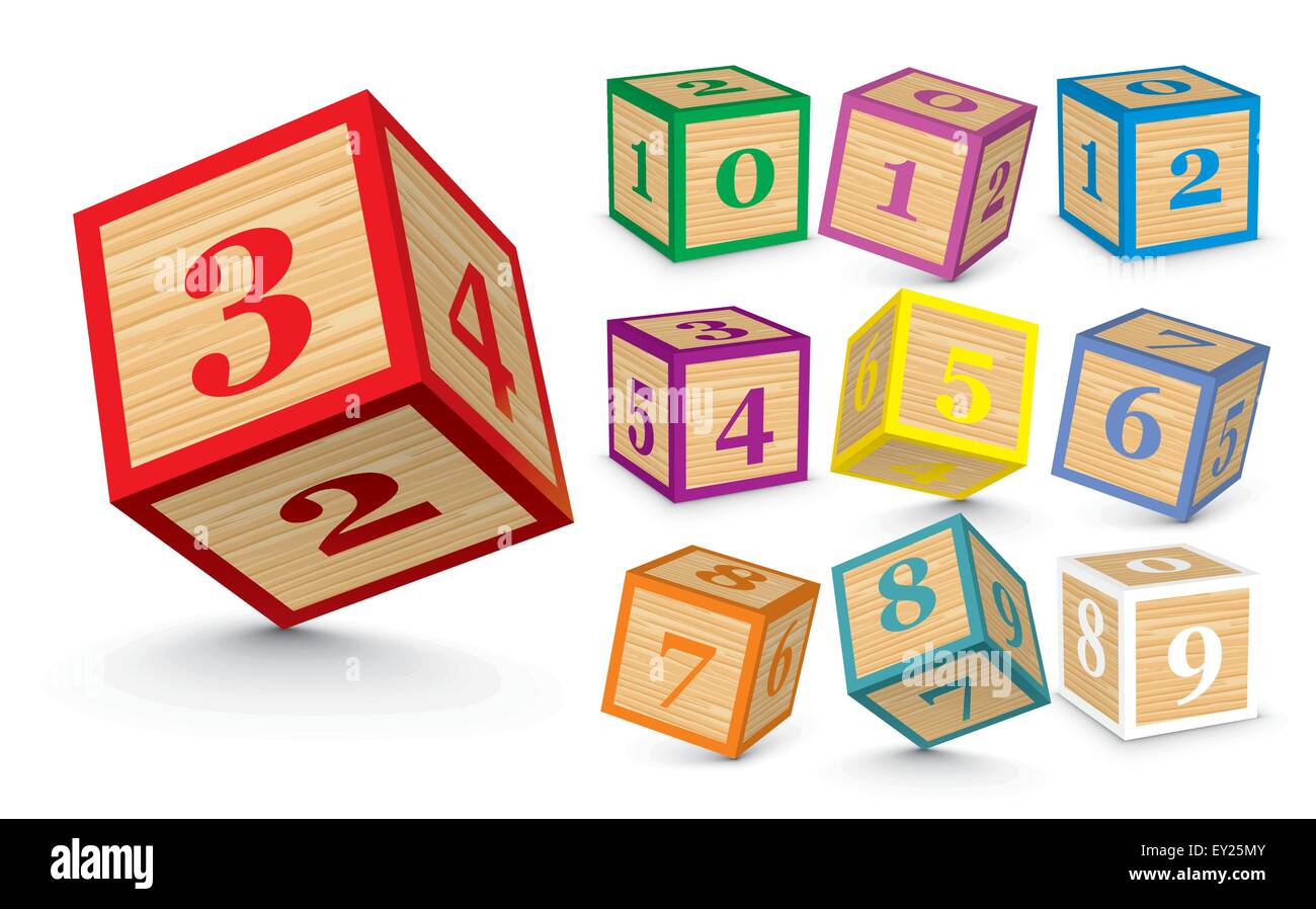 Wooden number blocks - vector illustration Stock Vector Image & Art - Alamy