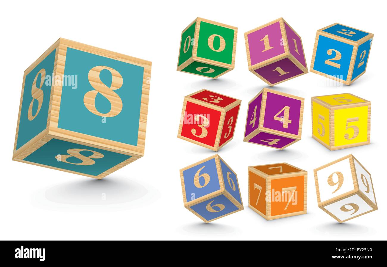 Wooden number blocks - vector illustration Stock Vector Image & Art - Alamy