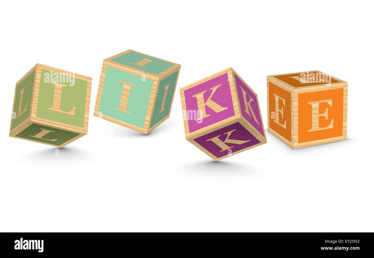 LIKE written with alphabet blocks - vector illustration Stock Vector ...