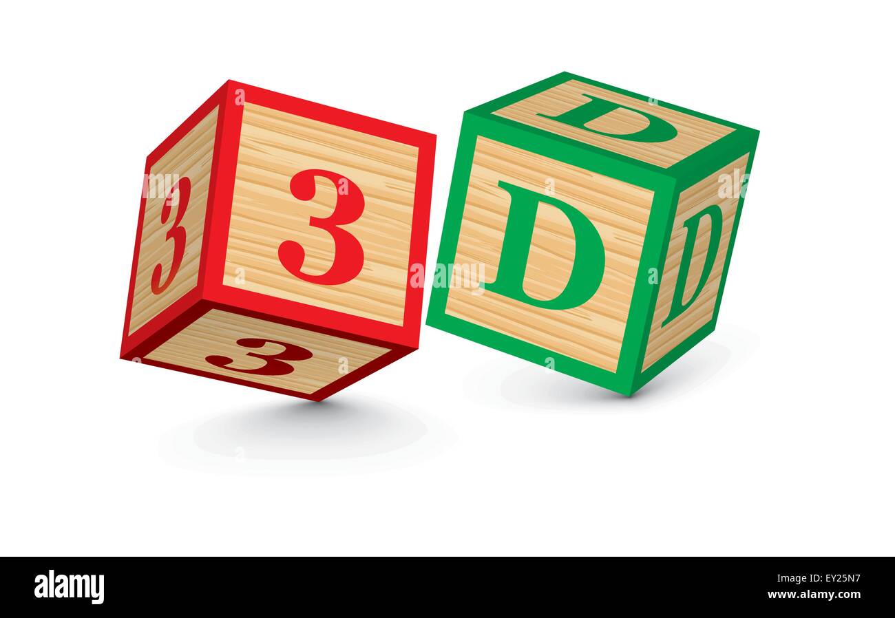 3D written with alphabet blocks - vector illustration Stock Vector ...