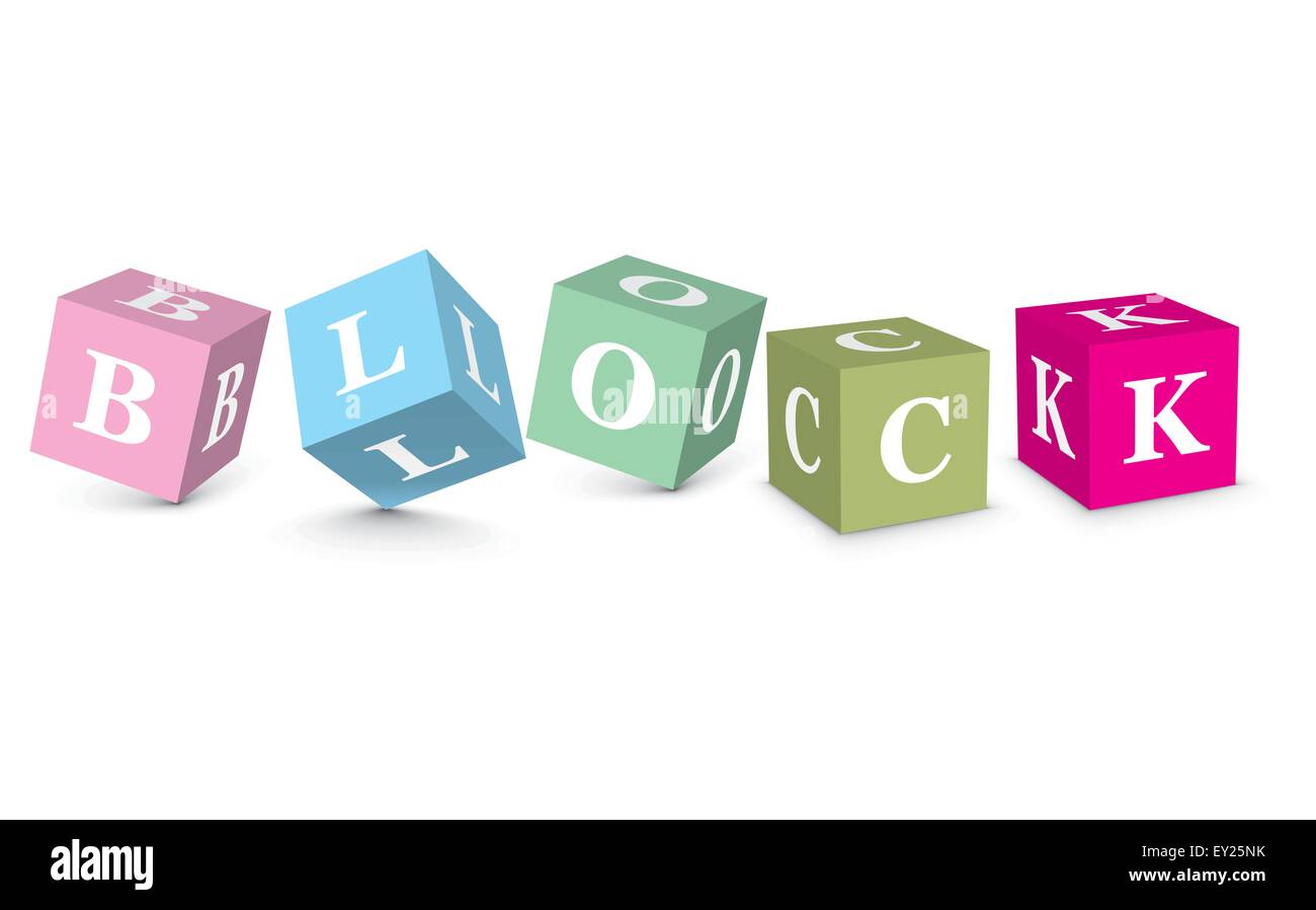 BLOCK written with alphabet blocks - vector illustration Stock Vector ...