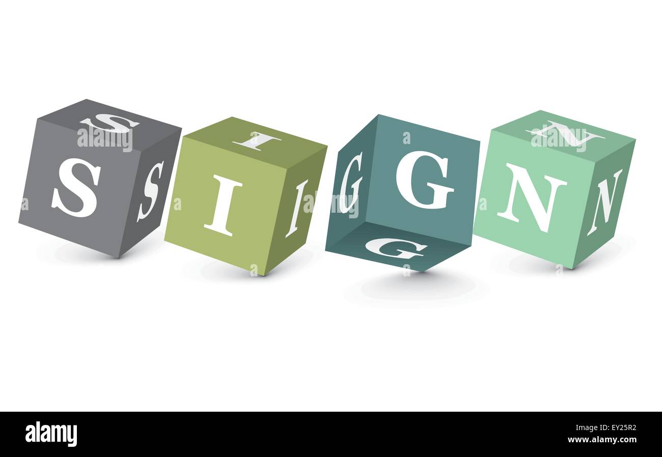 SIGN written with alphabet blocks - vector illustration Stock Vector ...