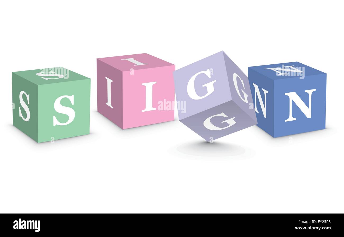 SIGN written with alphabet blocks - vector illustration Stock Vector ...
