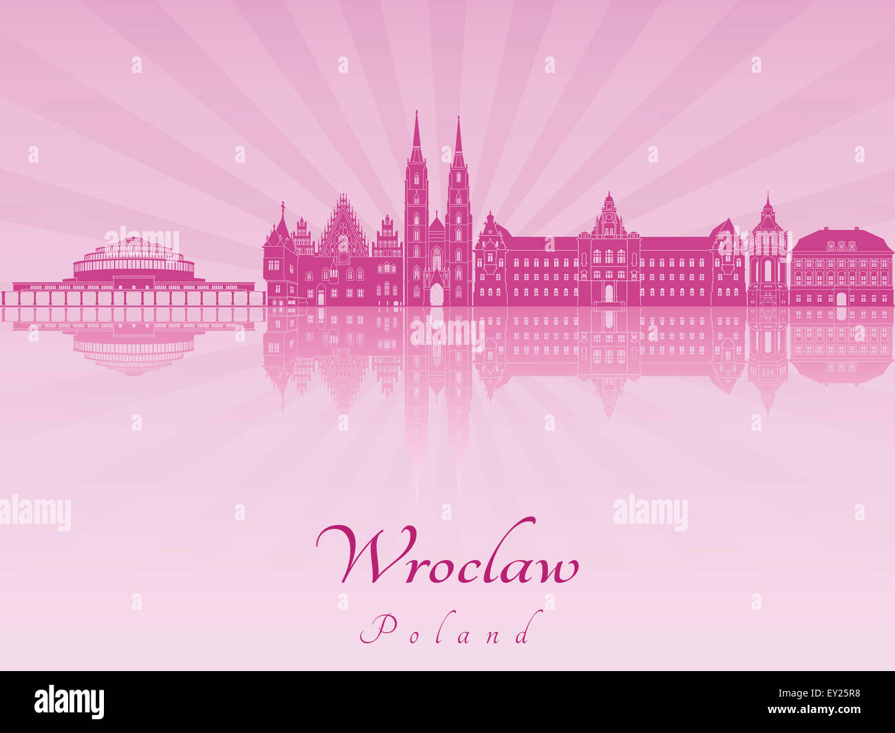 Wroclaw skyline in purple radiant orchid in editable vector file Stock ...