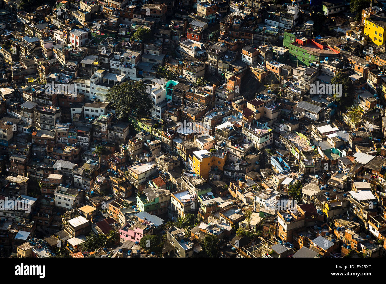 Aerial view above crowded favela, Rio De Janeiro, Brazil Stock Photo ...