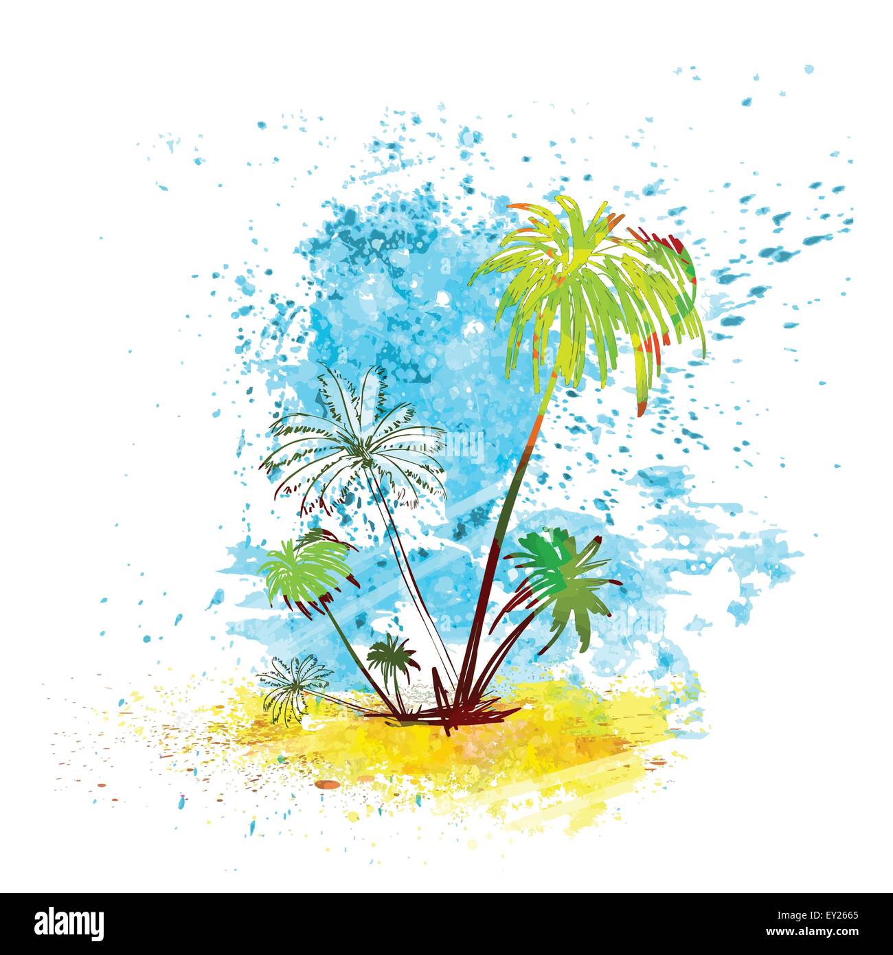 Palm Tree Tropical Island Water Splash Paint Stock Vector Image & Art ...