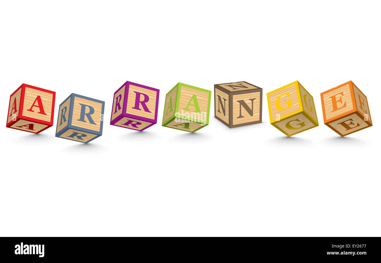 ARRANGE written with alphabet blocks - vector illustration Stock Vector ...