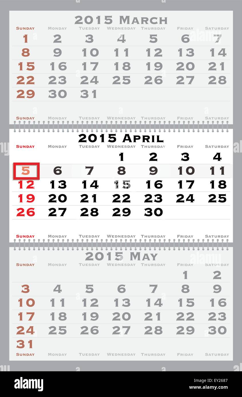2015 calendar april Stock Vector Images - Alamy