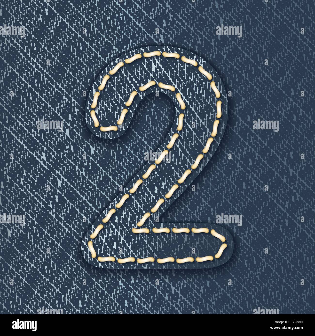 Number 2 made from jeans fabric - vector illustration Stock Vector ...