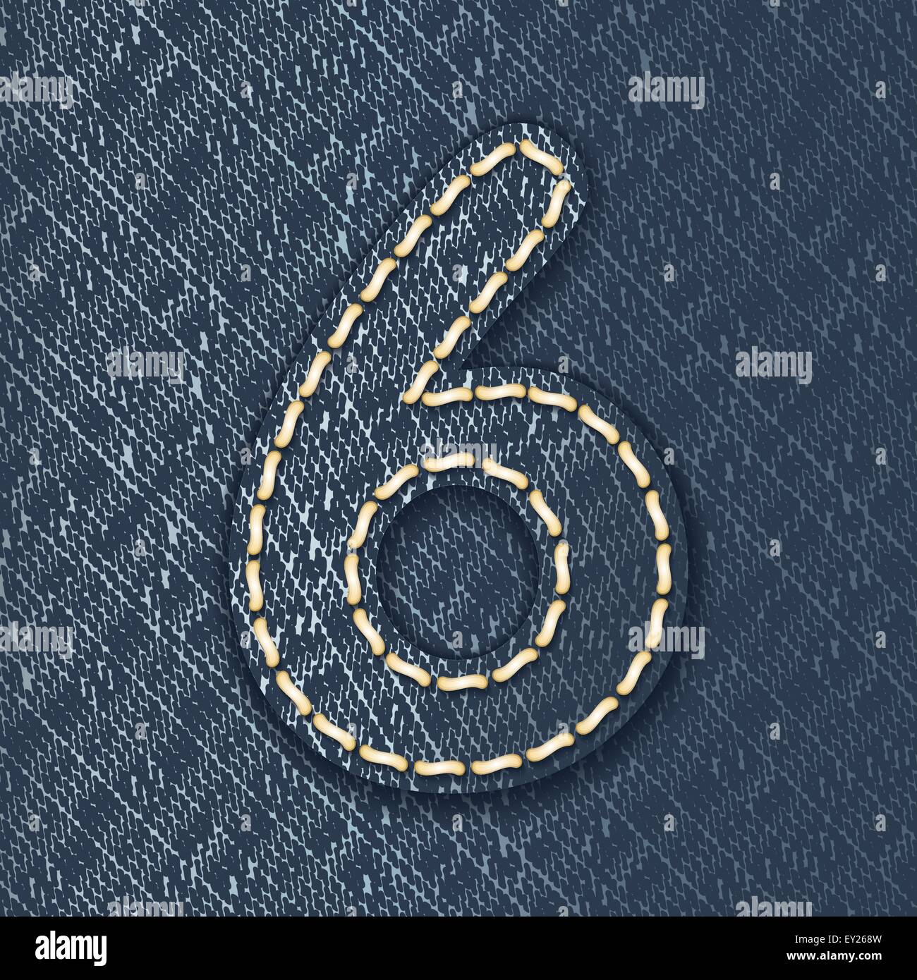Number 6 made from jeans fabric - vector illustration Stock Vector ...