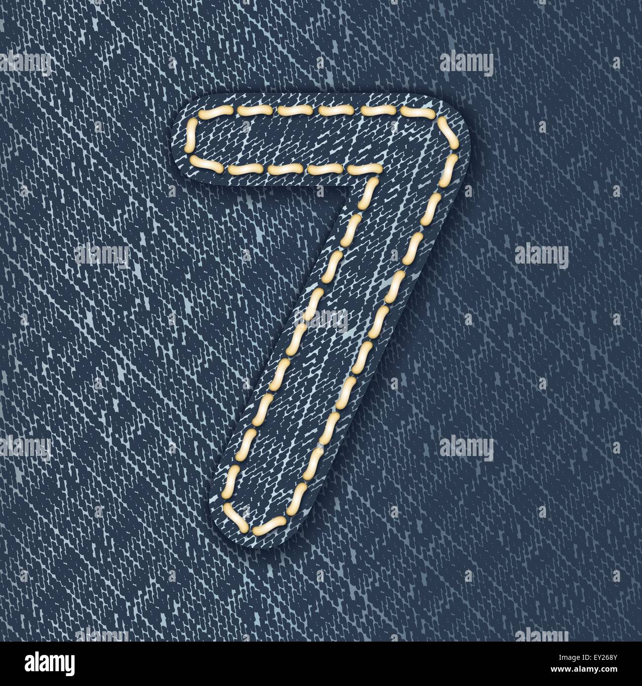 Number 7 made from jeans fabric - vector illustration Stock Vector ...