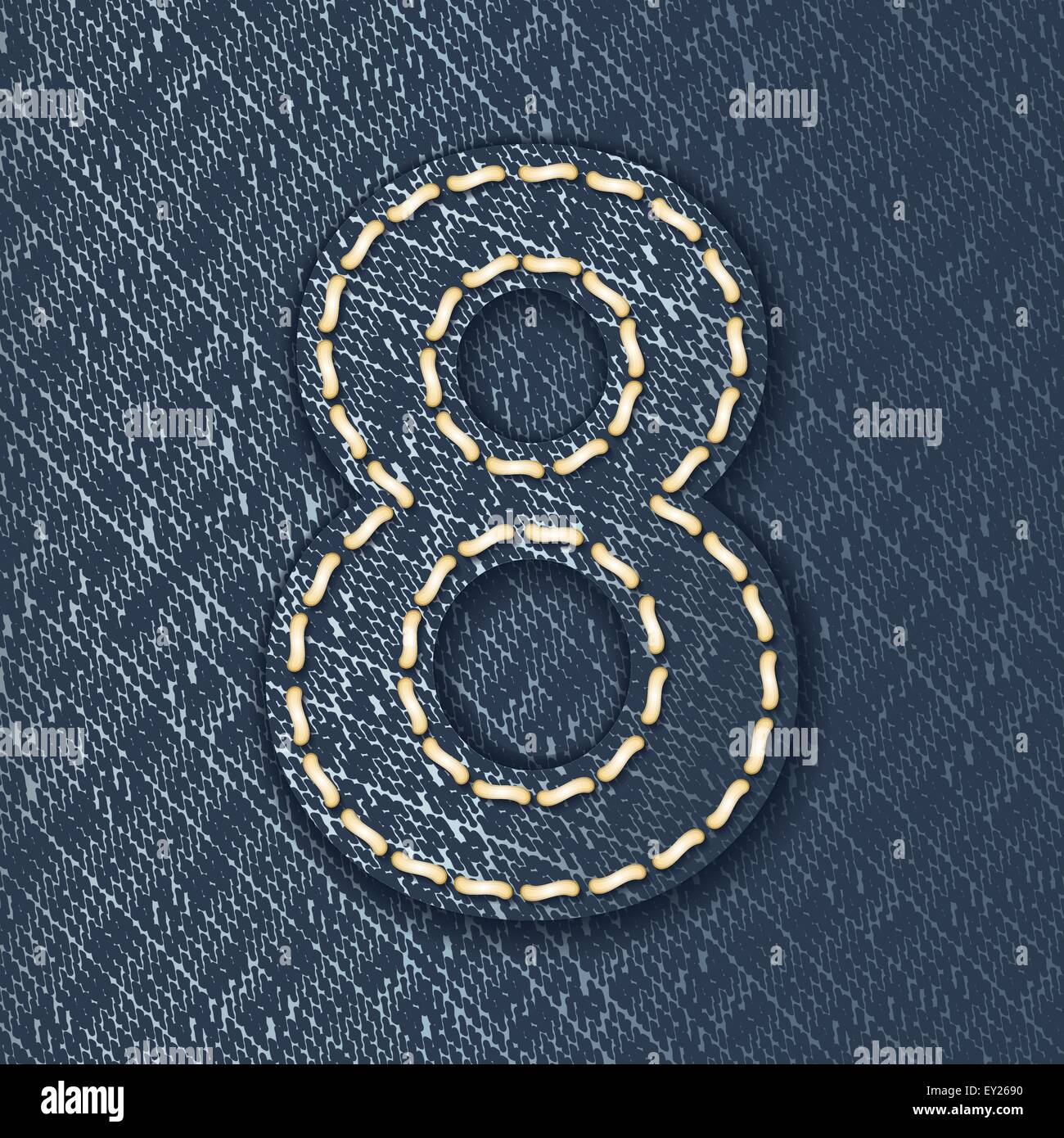 Number 8 made from jeans fabric - vector illustration Stock Vector ...