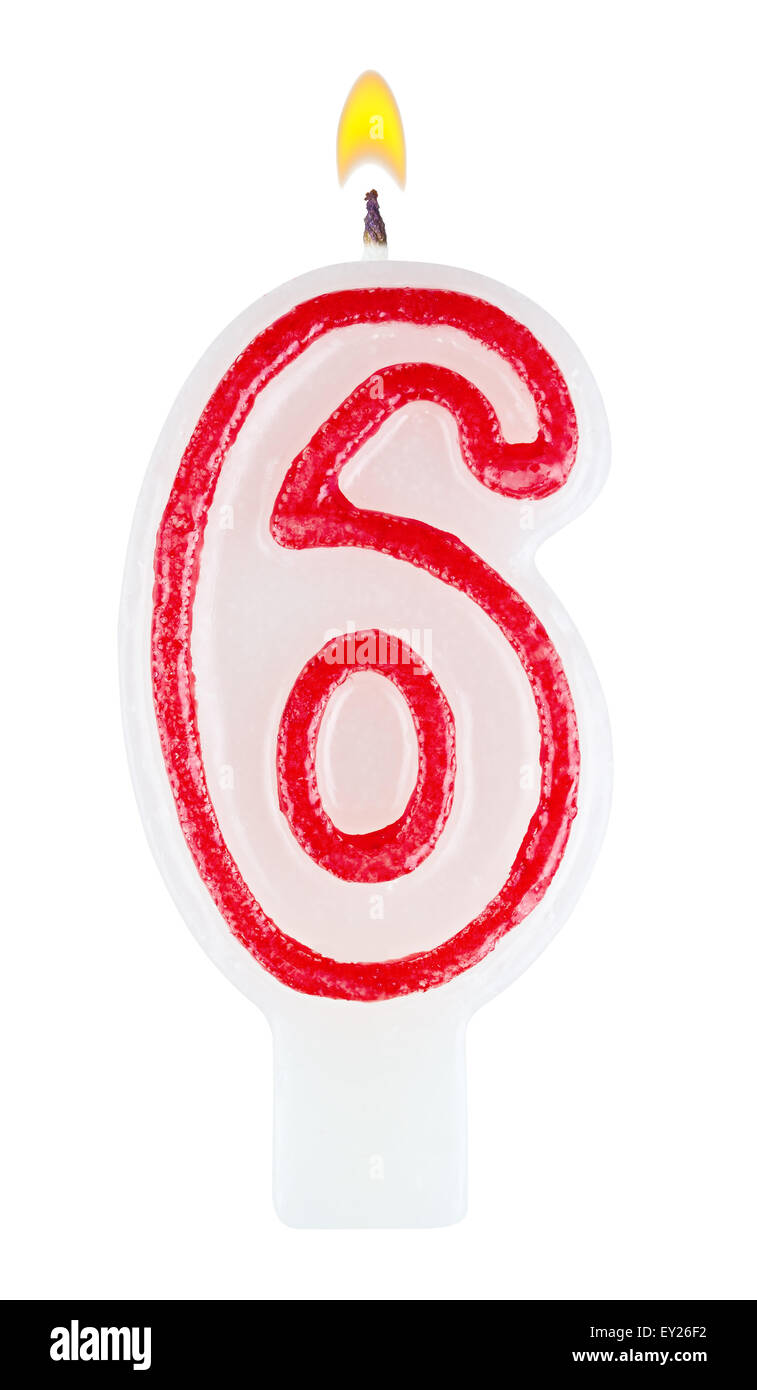 Birthday candles number six isolated on white Stock Photo - Alamy