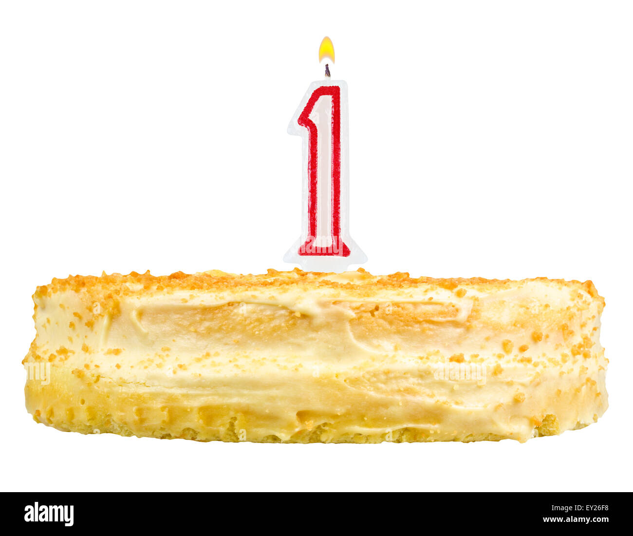 Birthday cake food number 1 candle Cut Out Stock Images & Pictures - Alamy