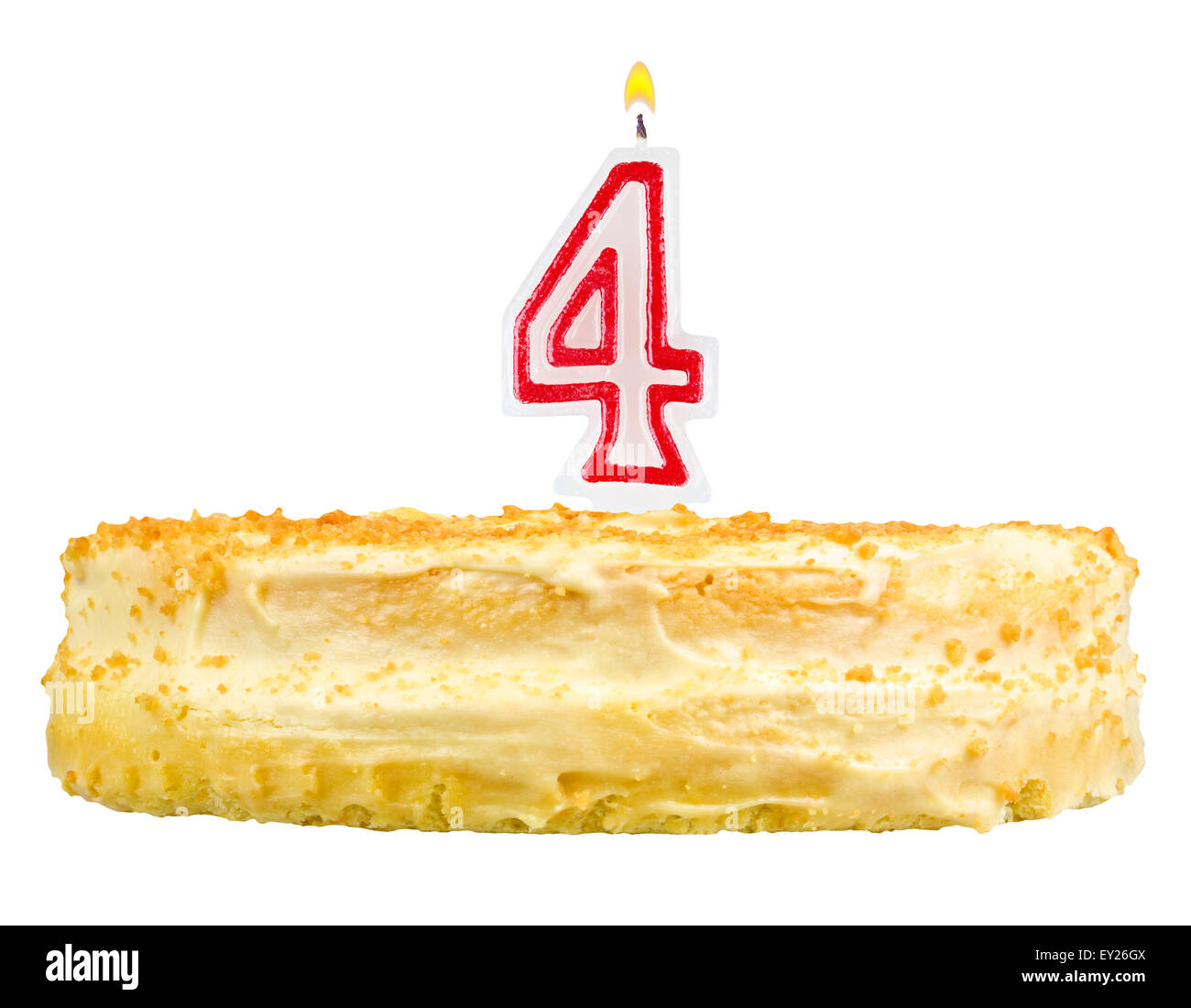 birthday cake number four isolated on white Stock Photo - Alamy