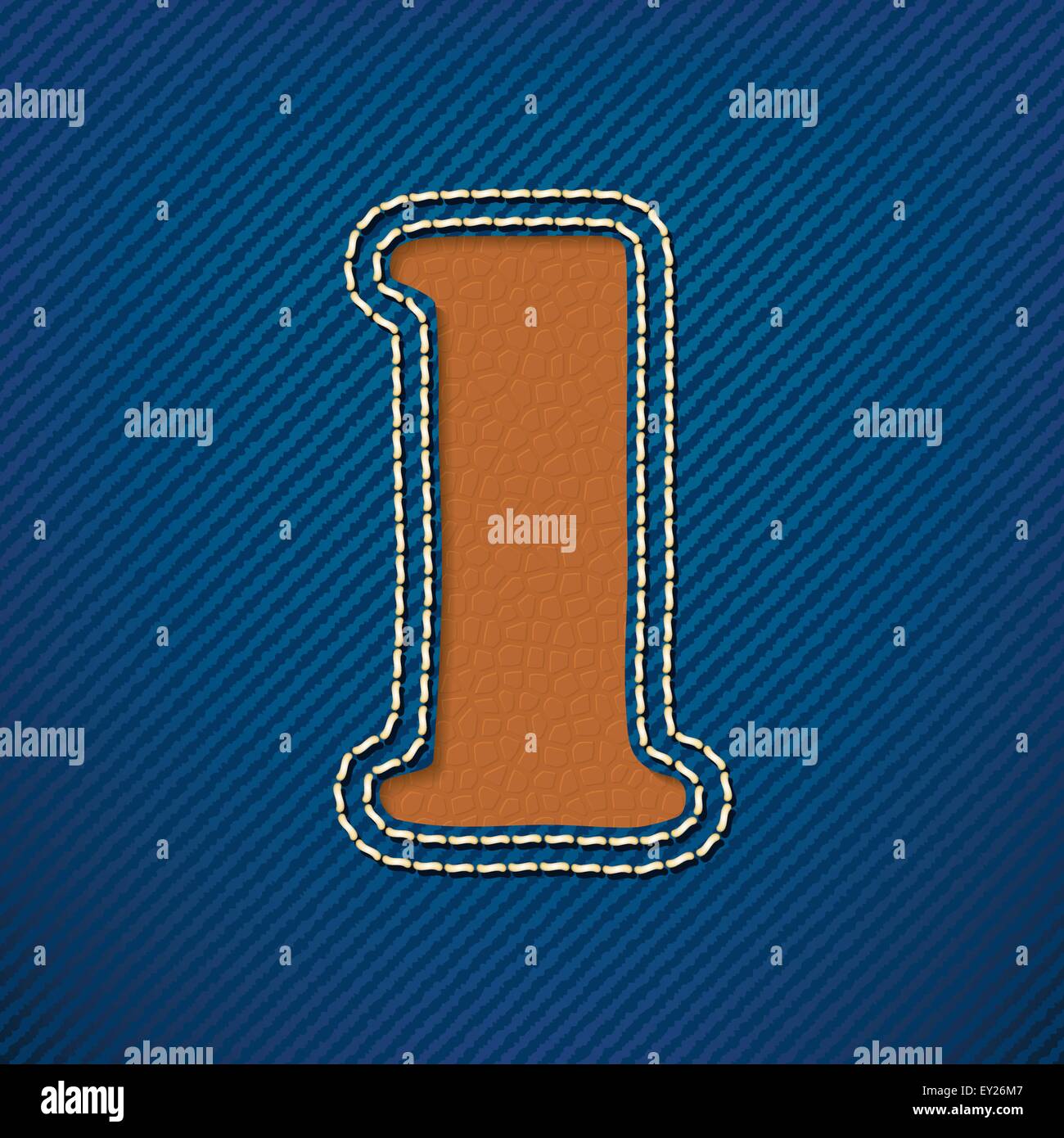Number 1 made from leather on jeans background - vector illustration ...