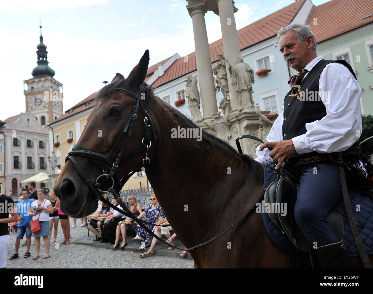 Croat pilgrims on horse-drawn carts and wearing folk costumes reached ...