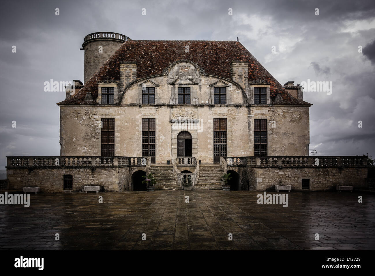 Duras castle under the storm Stock Photo - Alamy