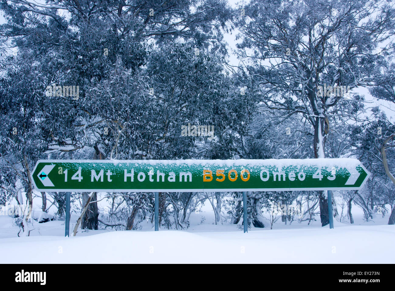 Signage on the Great Alpine Rd near Mt Hotham and Dinner Plain Stock ...