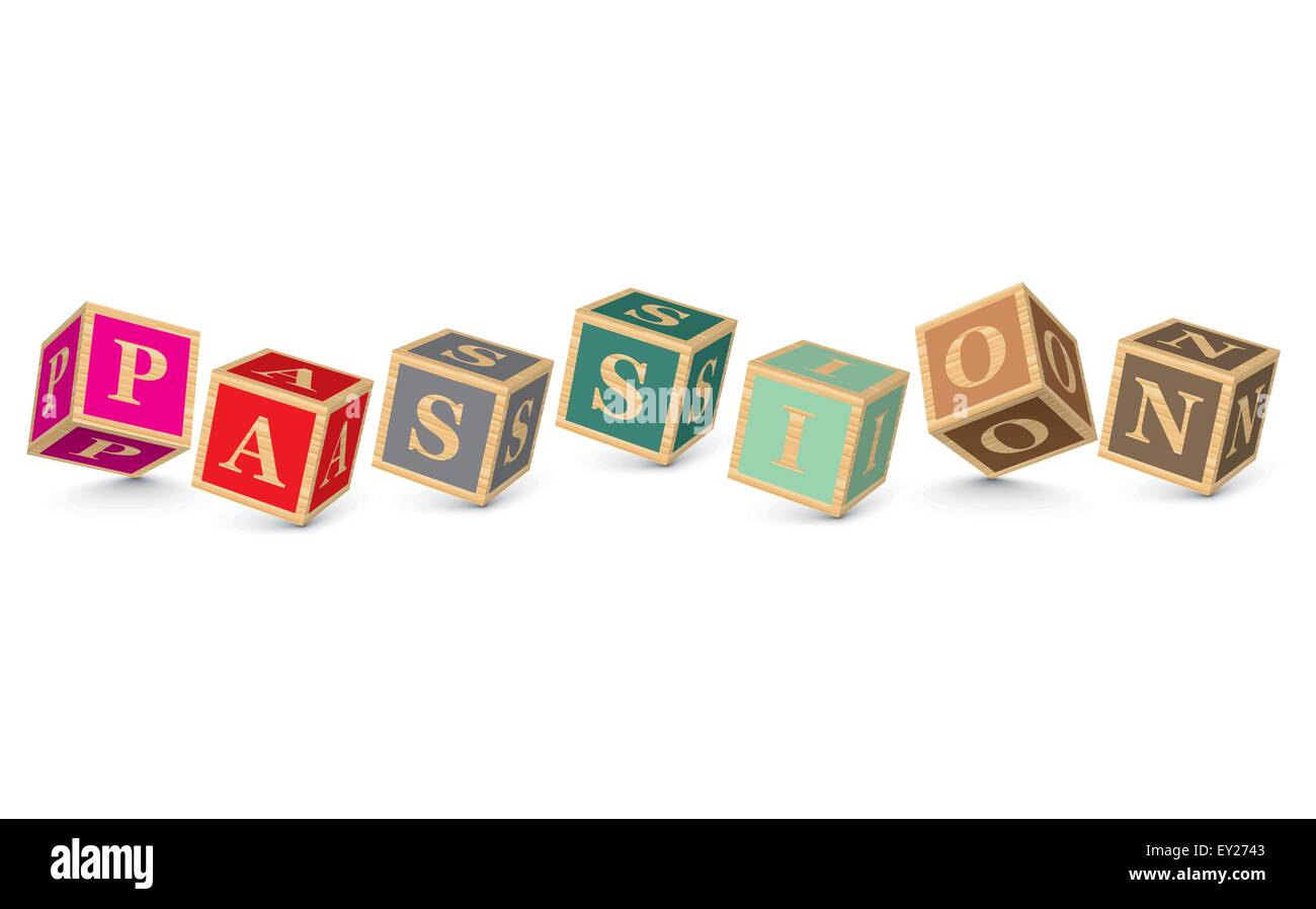 PASSION written with alphabet blocks - vector illustration Stock Vector ...