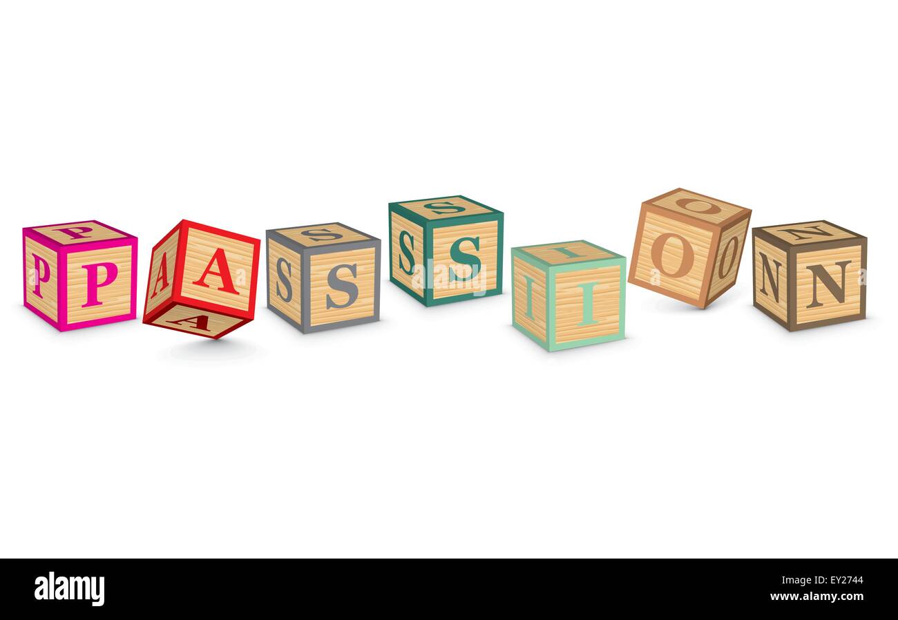 PASSION written with alphabet blocks - vector illustration Stock Vector ...