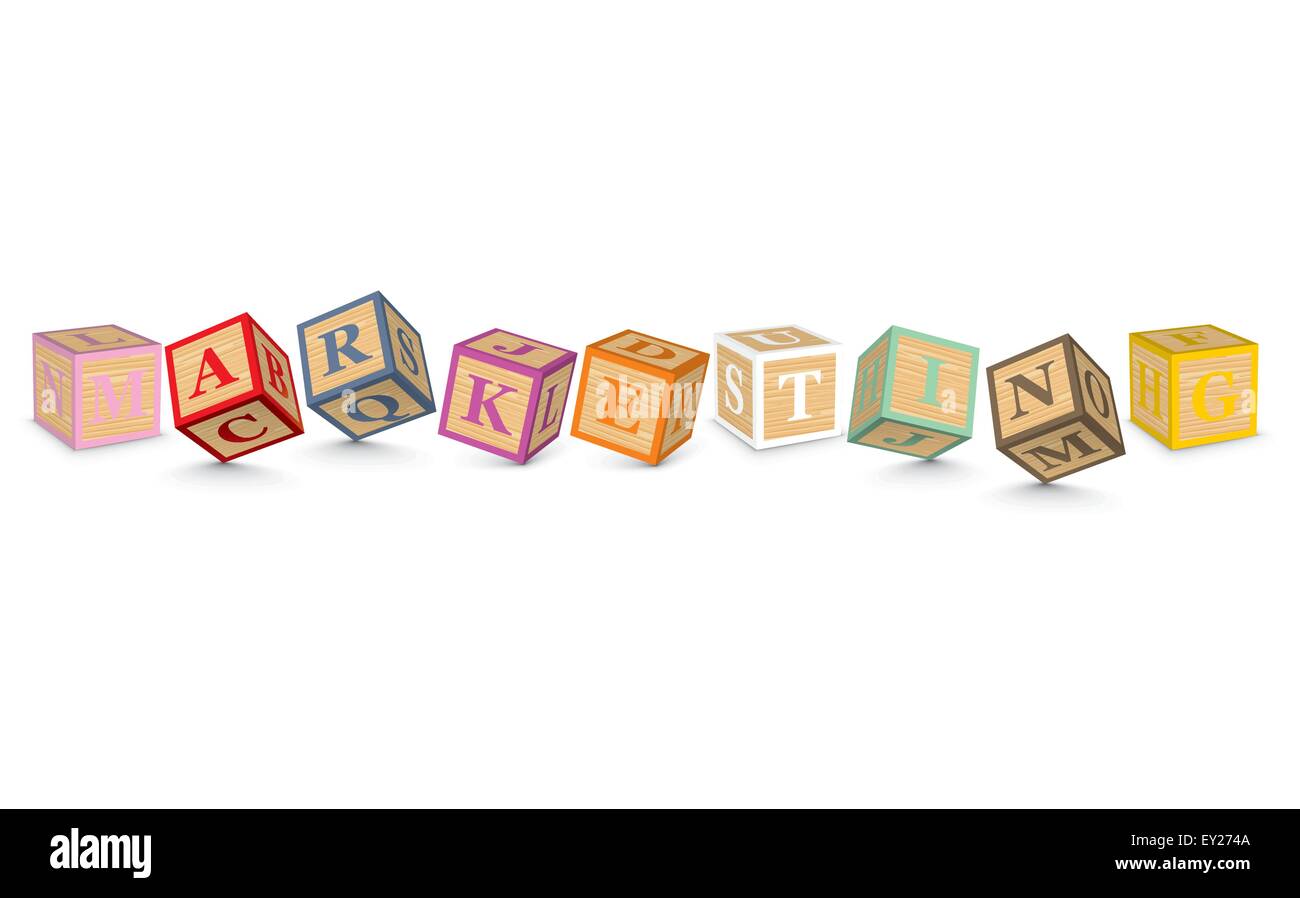 MARKETING written with alphabet blocks - vector illustration Stock ...