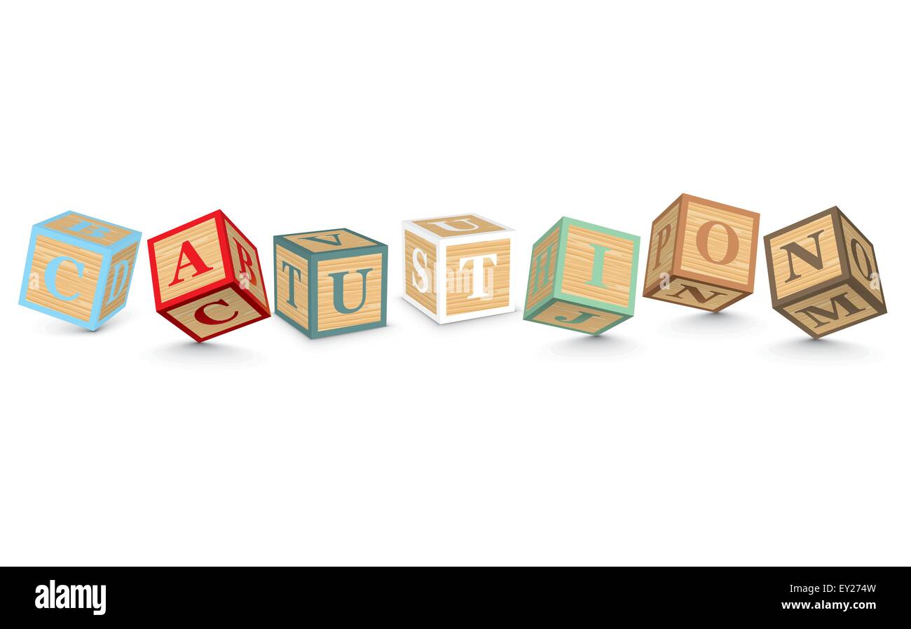 CAUTION written with alphabet blocks - vector illustration Stock Vector ...