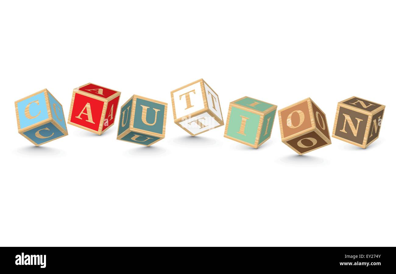 CAUTION written with alphabet blocks - vector illustration Stock Vector ...