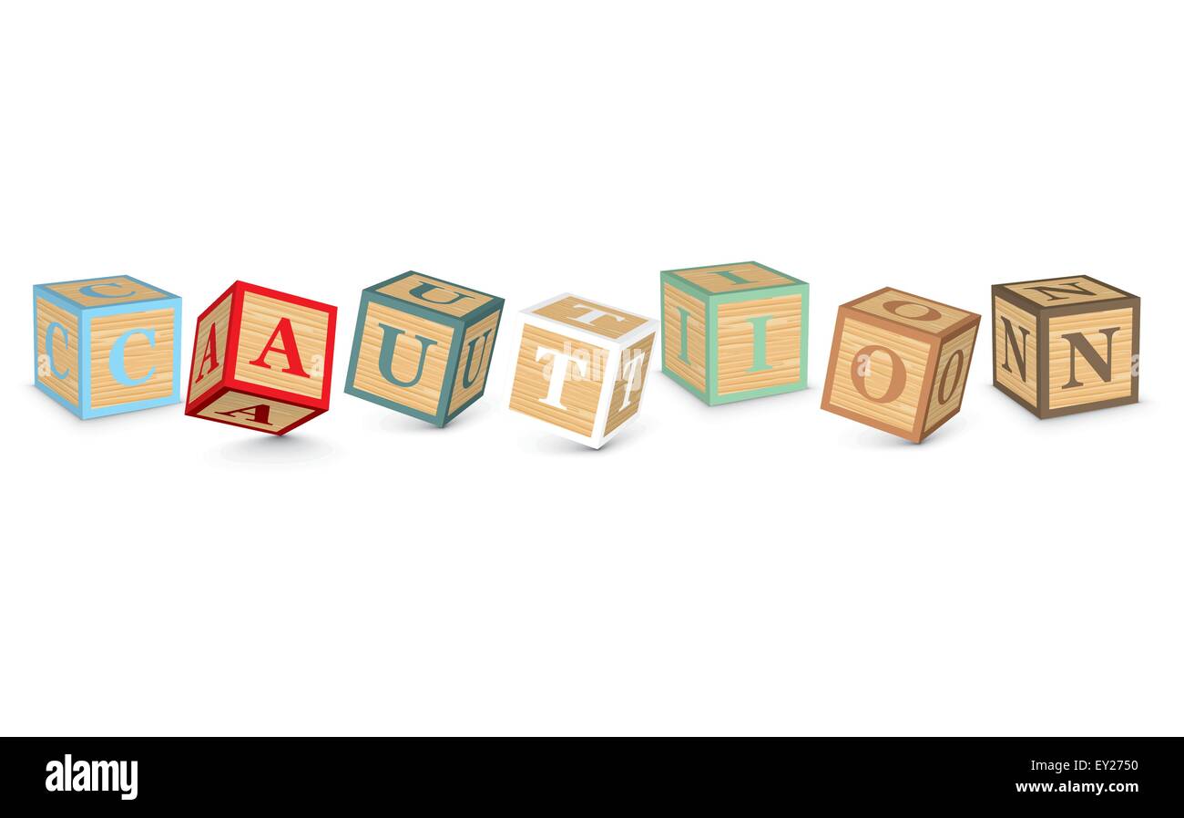 CAUTION written with alphabet blocks - vector illustration Stock Vector ...