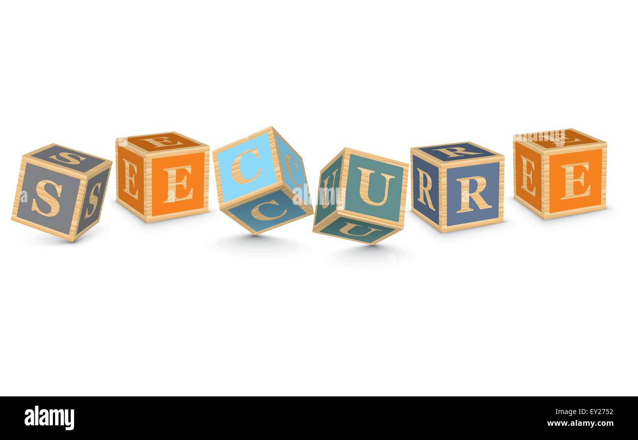 SECURE written with alphabet blocks - vector illustration Stock Vector ...