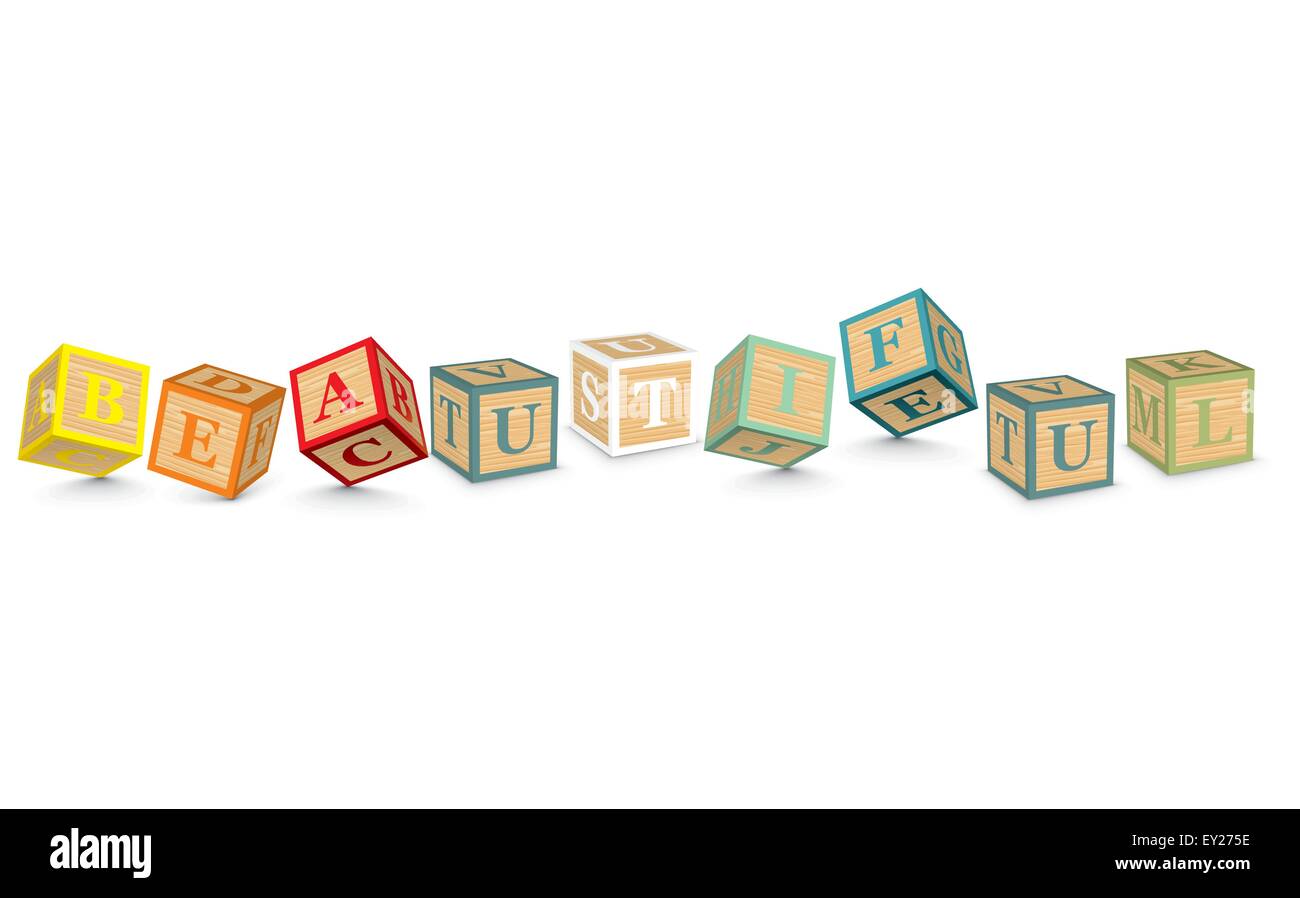 BEAUTIFUL written with alphabet blocks - vector illustration Stock ...