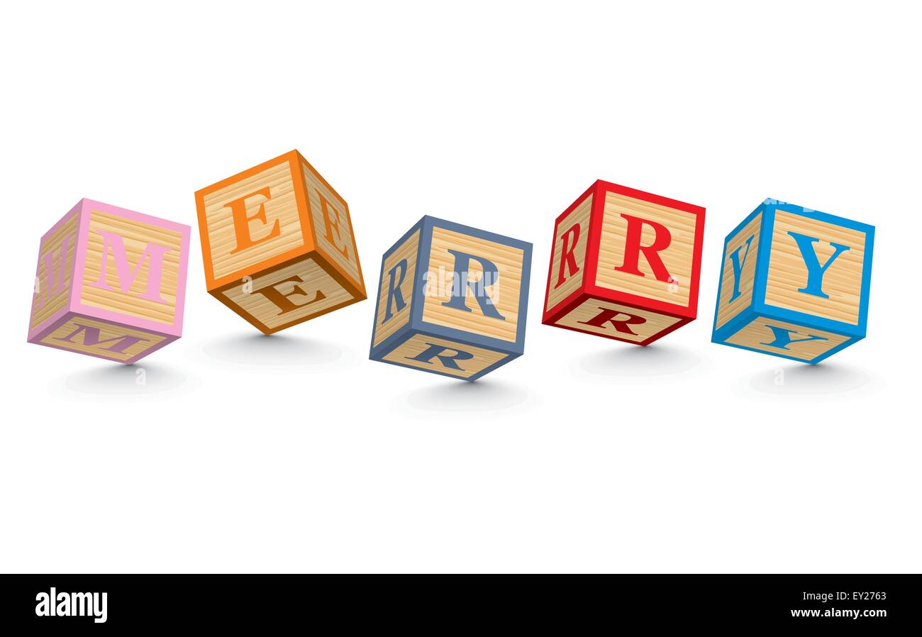 MERRY written with alphabet blocks - vector illustration Stock Vector ...