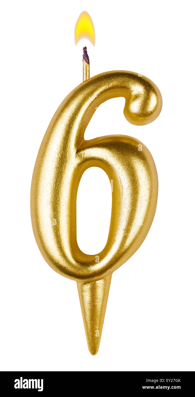 Birthday candles number six isolated on white Stock Photo - Alamy